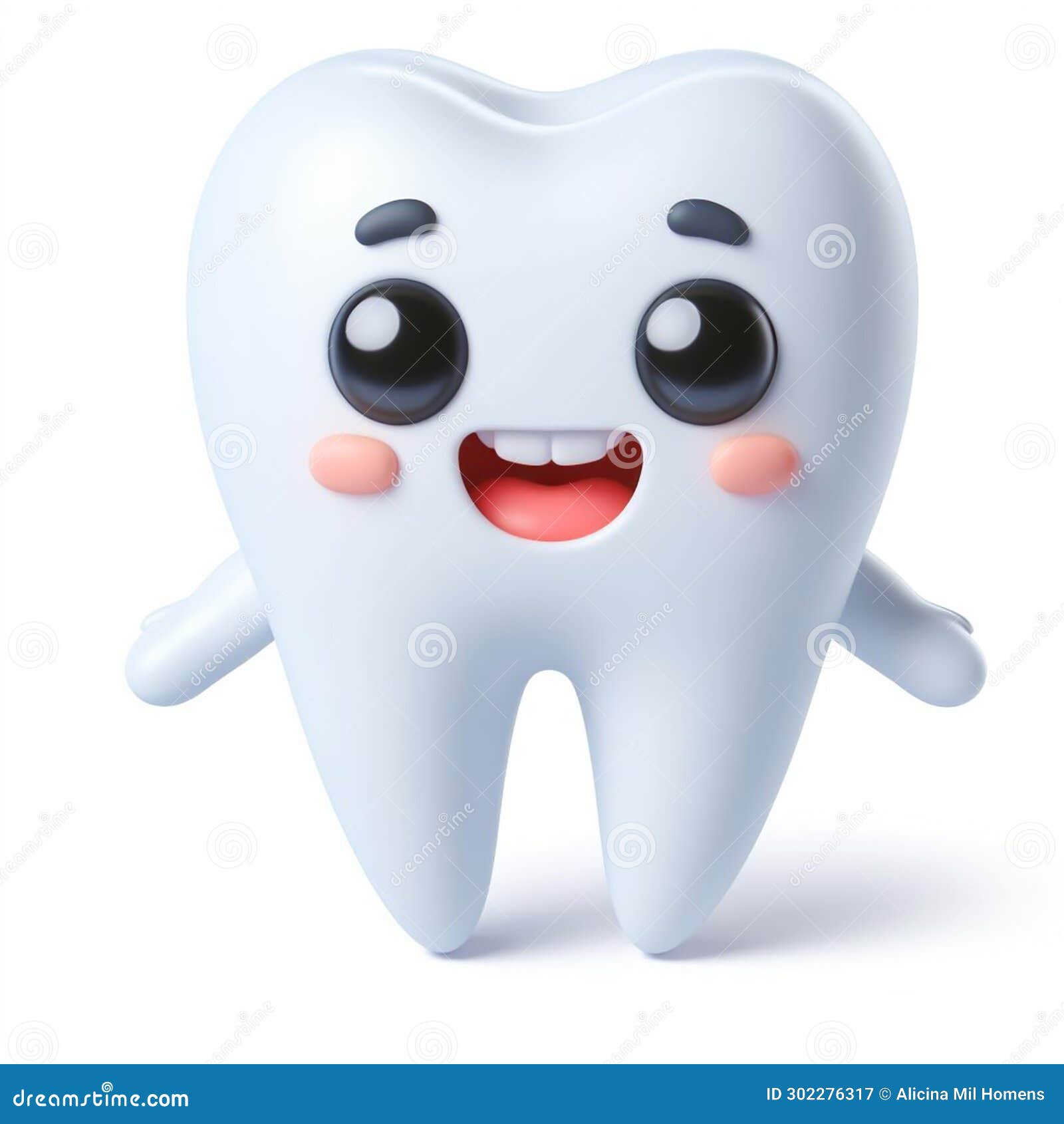 White 3D Figure of a Cartoon Tooth. AI Generated Stock Illustration ...