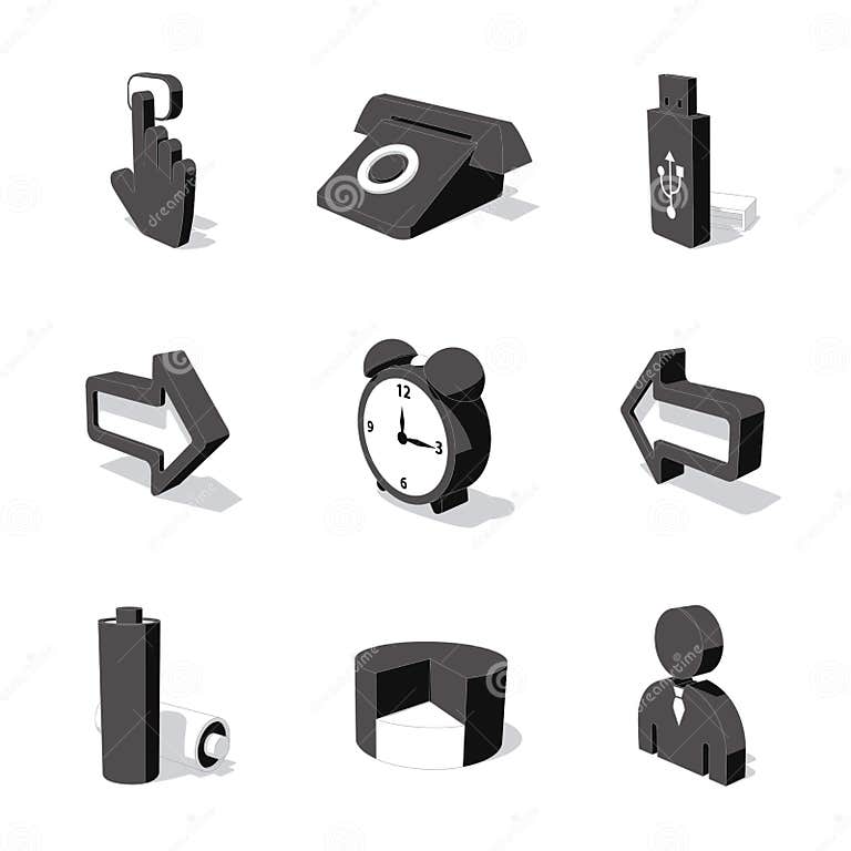 White 3D icon set 03 stock vector. Illustration of businessman - 3092767