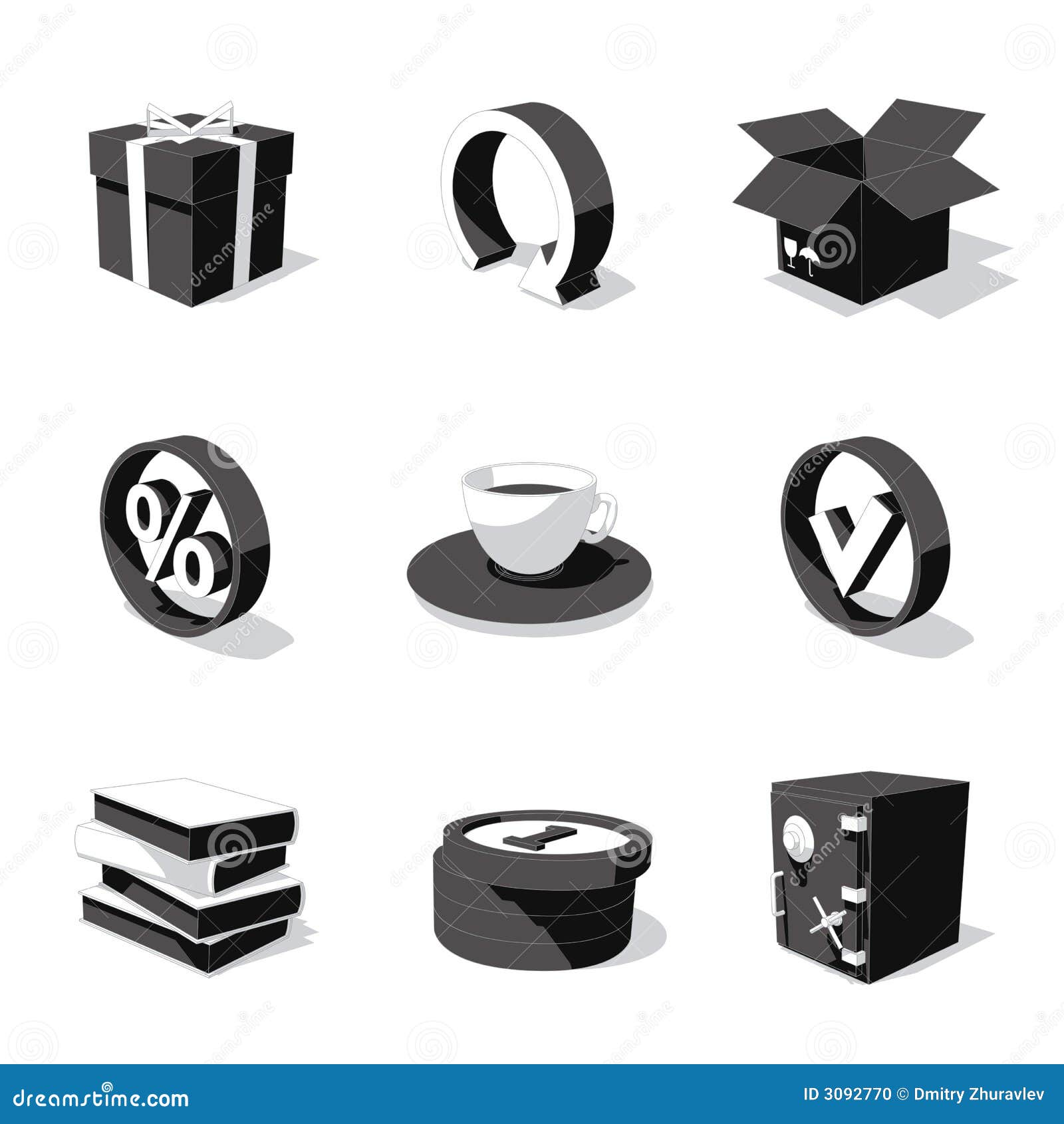 White 3D icon set 04 stock vector. Illustration of logo - 3092770