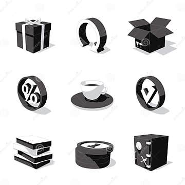 White 3D icon set 04 stock vector. Illustration of logo - 3092770