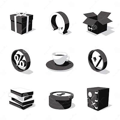 White 3D icon set 04 stock vector. Illustration of logo - 3092770