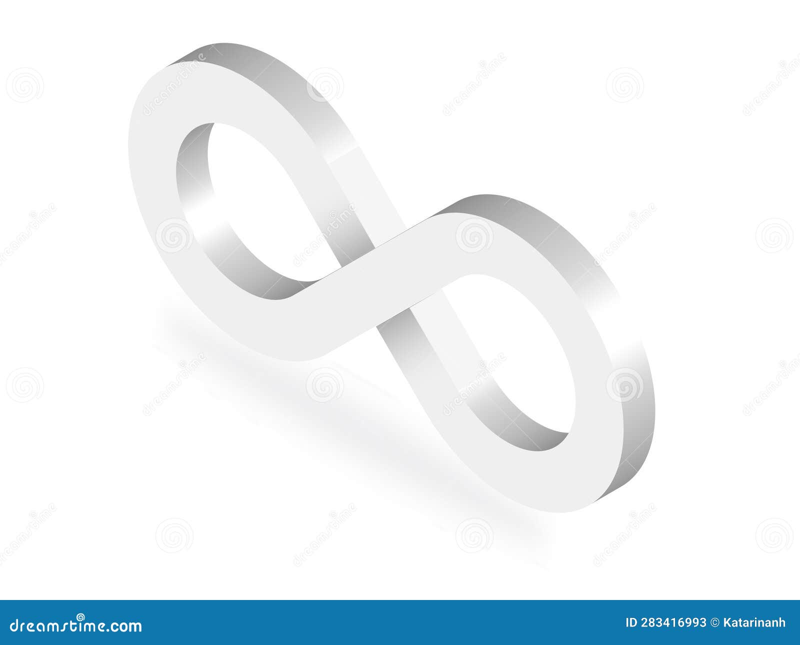 White 3D Infinity Symbol on White Background. Endless Vector Logo ...