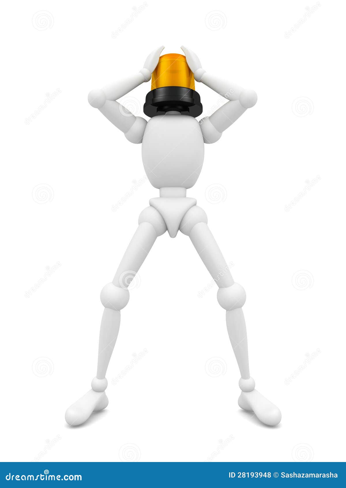 White 3d Man with Orange Flasher Beacon Head Stock Illustration ...
