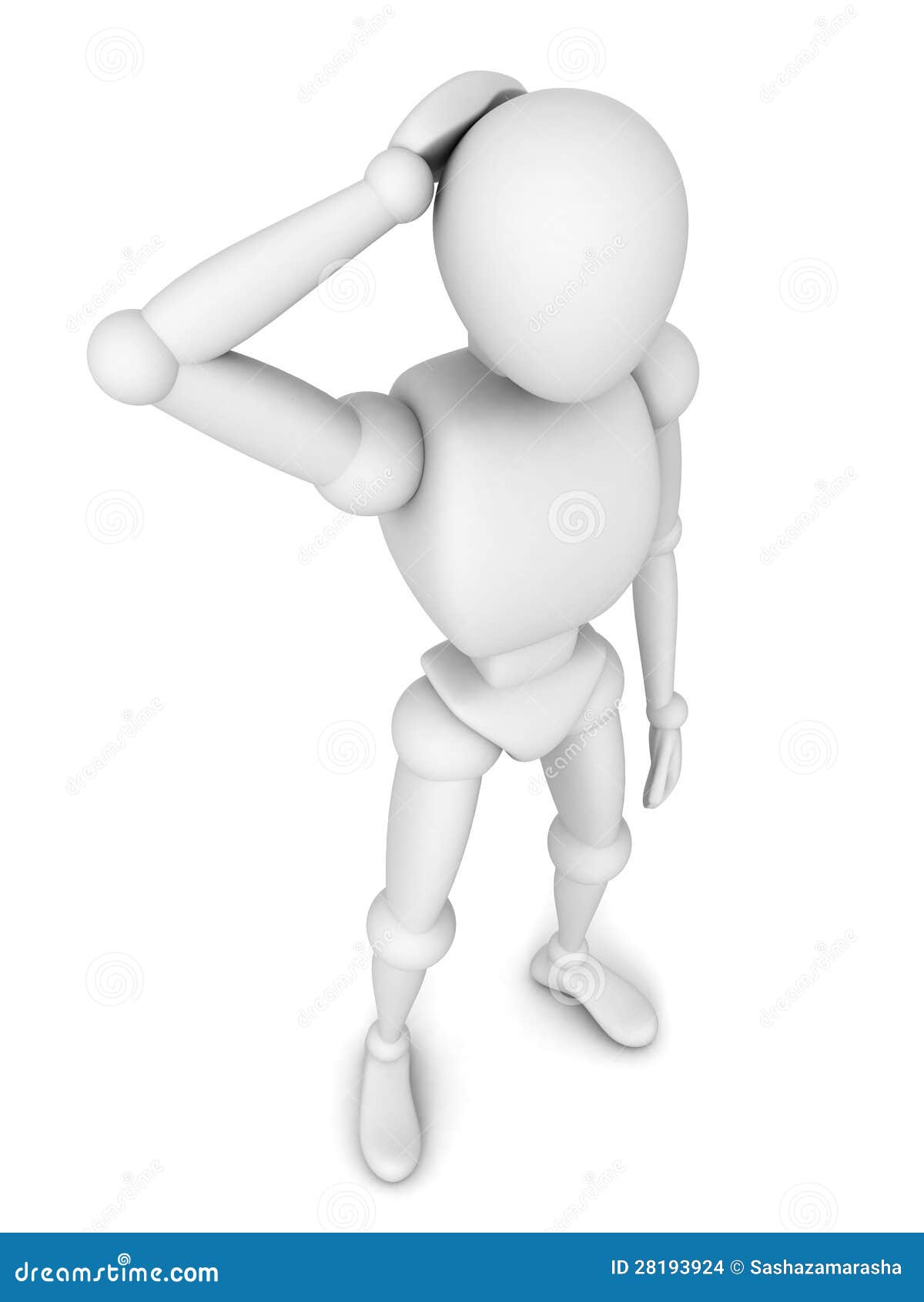 White 3d Man Thought Thinks about Solution of Problem Stock ...