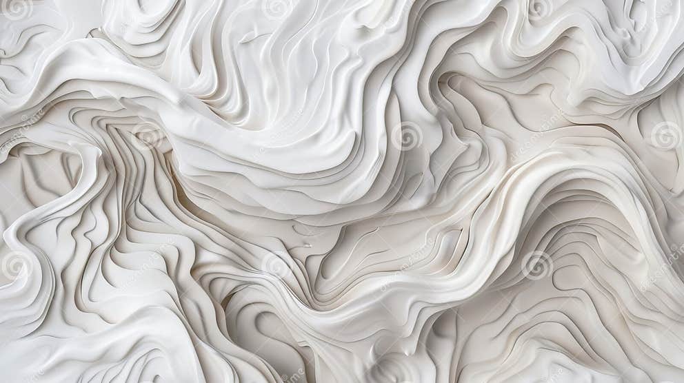 A White, Abstract Background with a 3D Rendered Pattern of Wavy ...