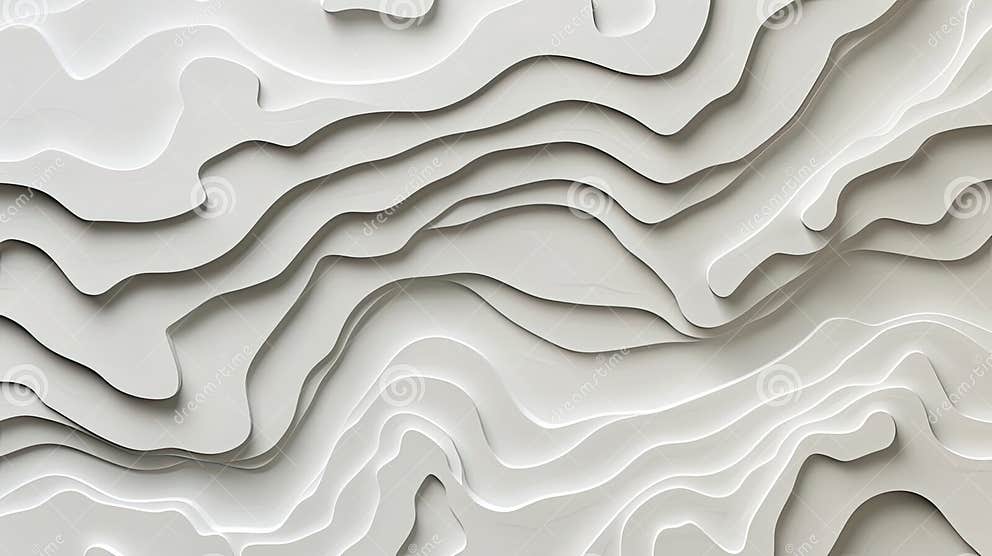 A White, Abstract Background with a 3D Rendered Pattern of Wavy ...