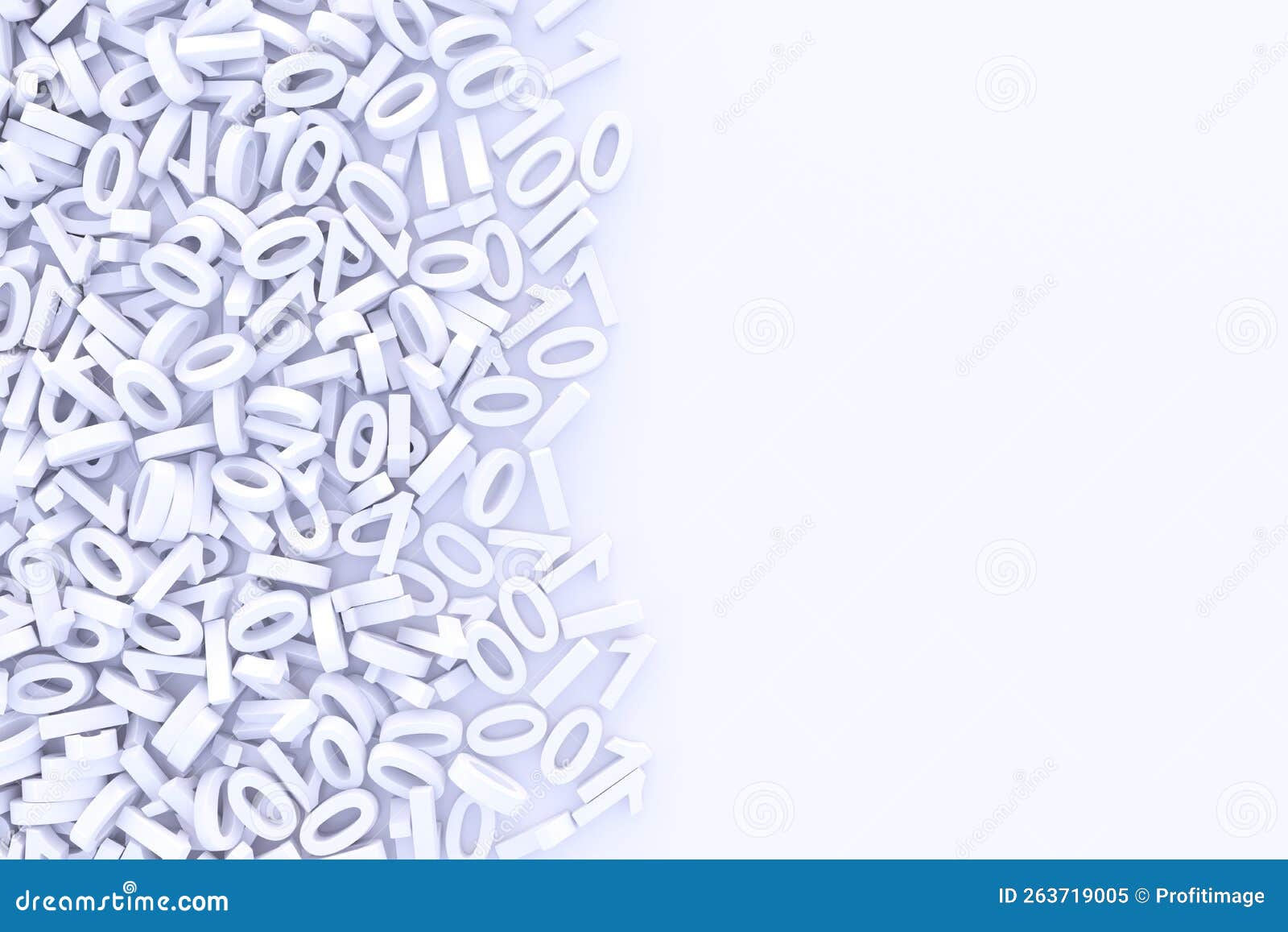 White Abstract Background with Scattered Binary Code 3D Stock ...