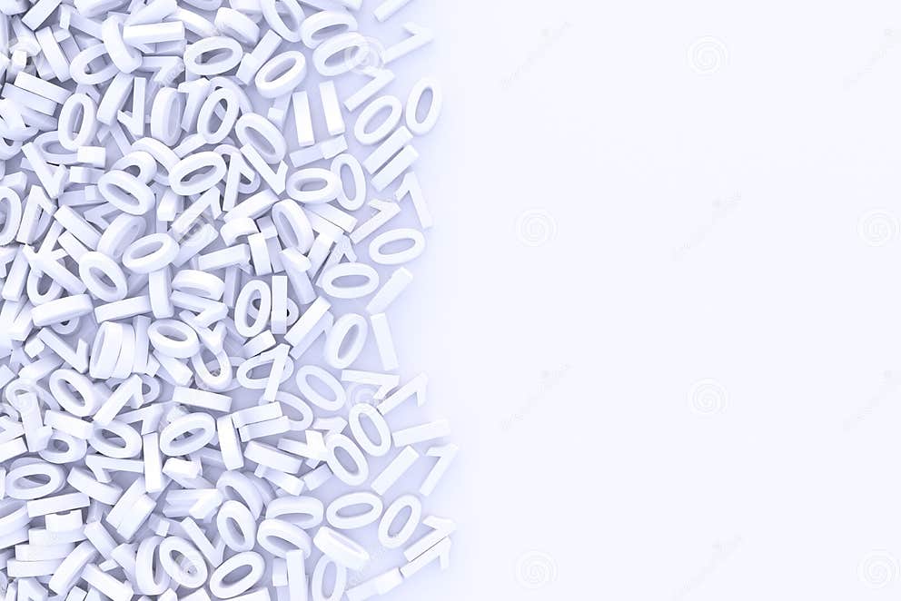 White Abstract Background with Scattered Binary Code 3D Stock ...