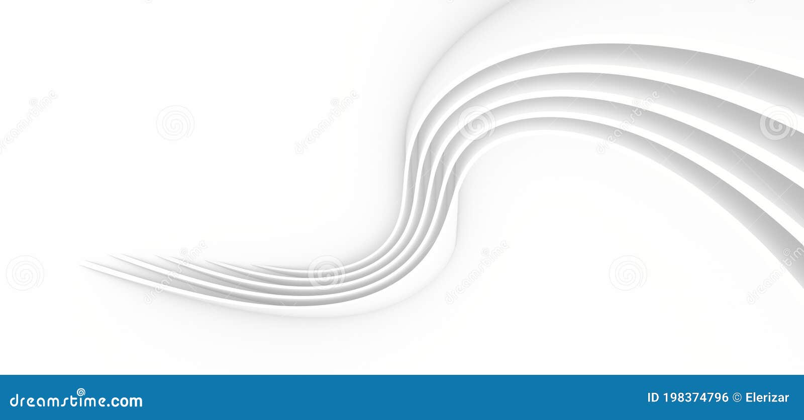 White Abstract Background. Smooth White Lines with Shadow. 3d Rendering ...