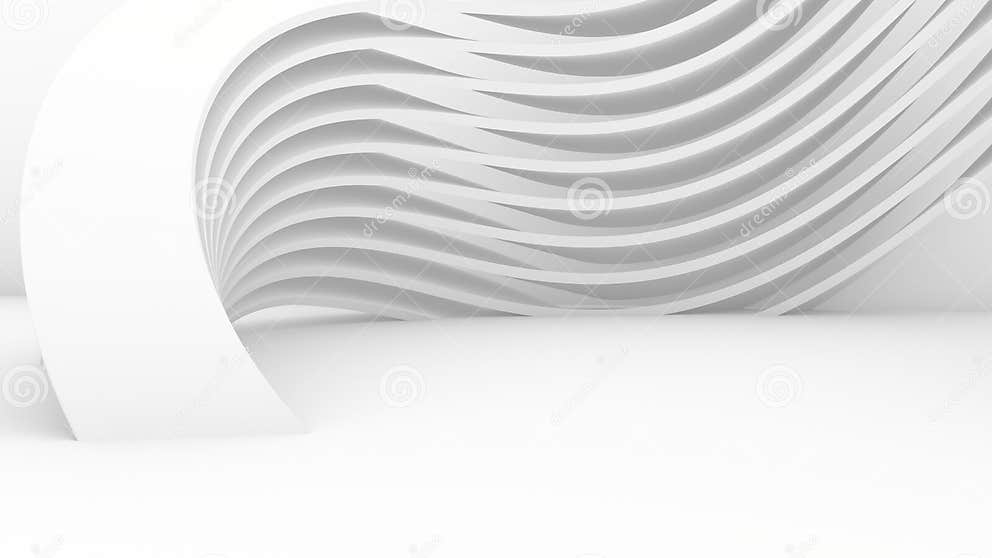 White Abstract Background. Smooth White Lines with Shadow. 3d Rendering ...