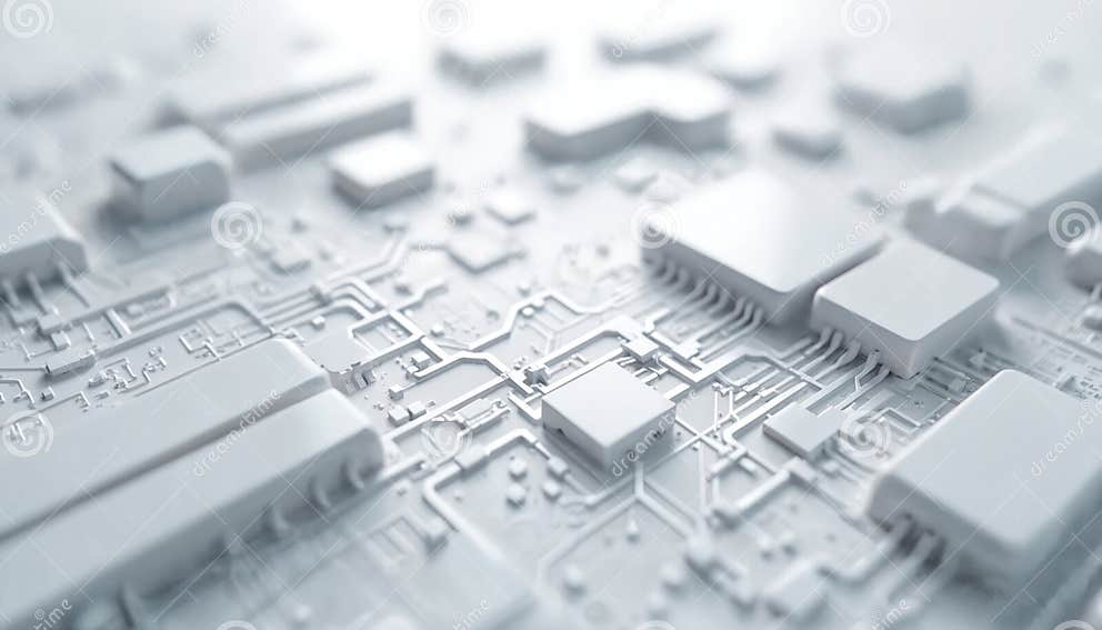 White Abstract Futuristic Tech Background with Circuit Board Texture ...