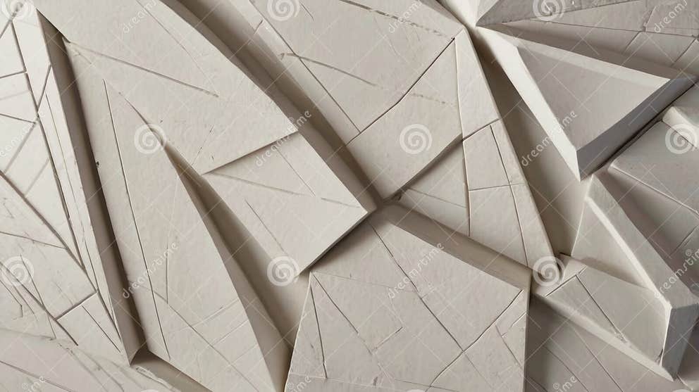 White Abstract Geometric Wall Relief Forming Dramatic Pattern Stock ...