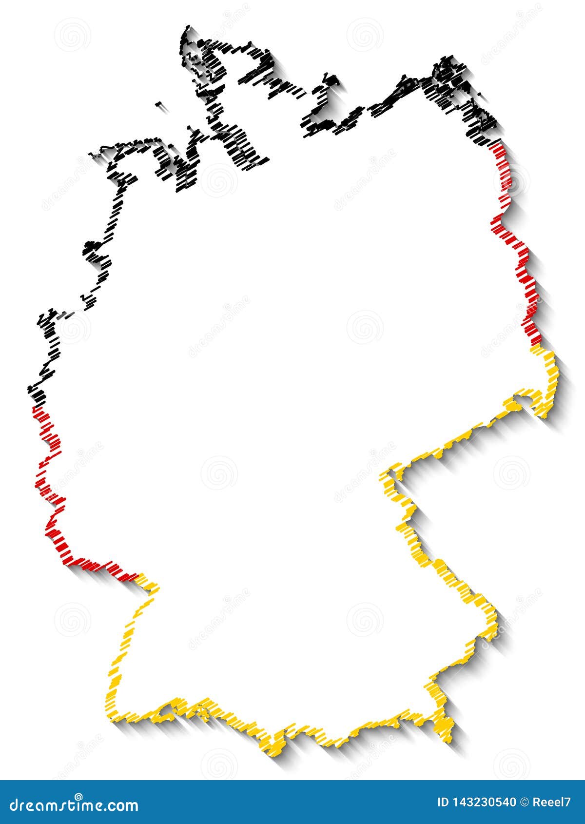 White Abstract Germany Map with a Contour of National Flag Colors ...