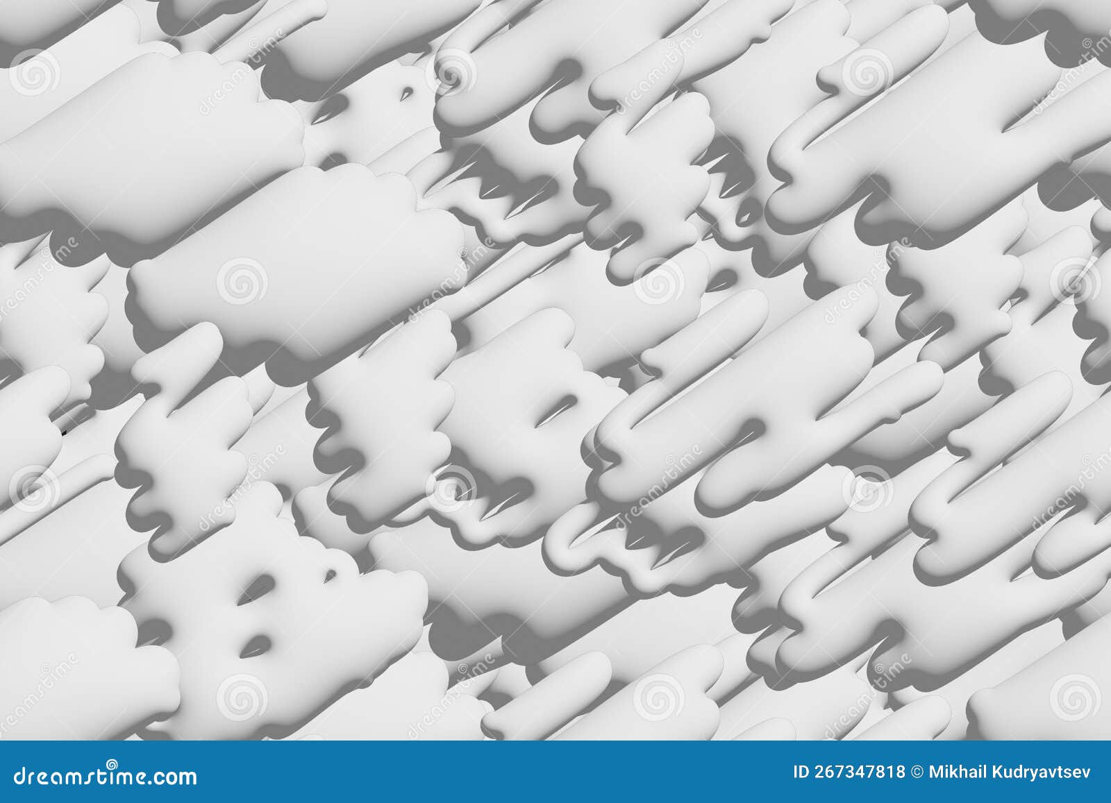 White Abstract Inflated 3D Objects Seamless Pattern Stock Illustration ...
