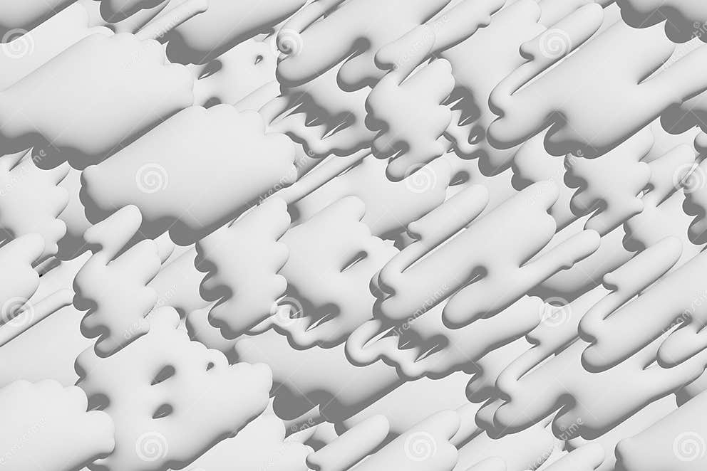 White Abstract Inflated 3D Objects Seamless Pattern Stock Illustration ...