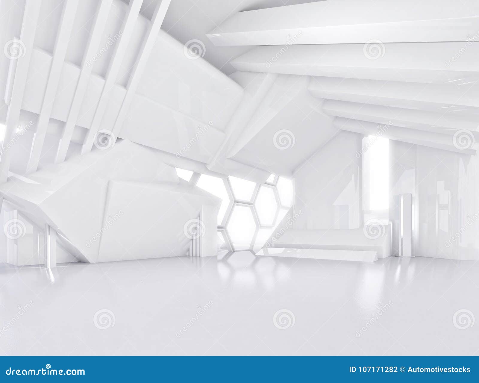 White Abstract Interior of Modern Open Space Stock Illustration ...