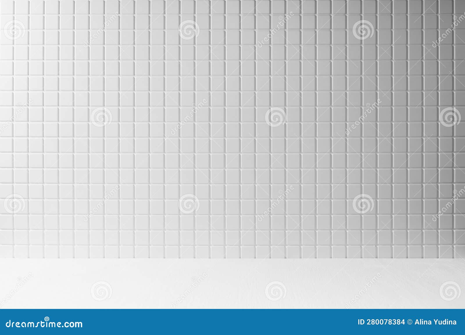 White Abstract Kitchen Interior or Scene Mockup with White Tiny Tile ...