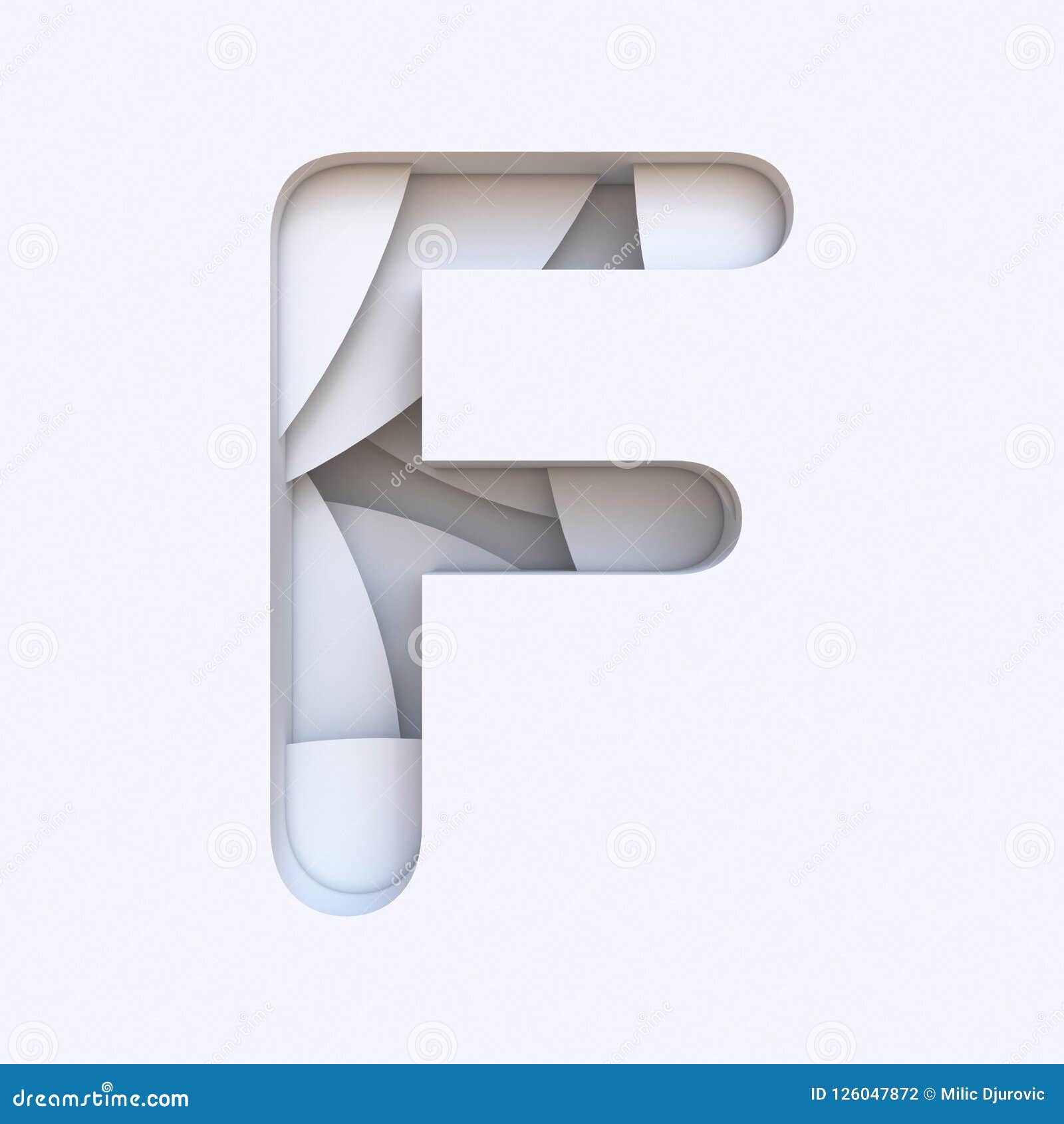 White Abstract Layers Font Letter F 3D Stock Illustration ...