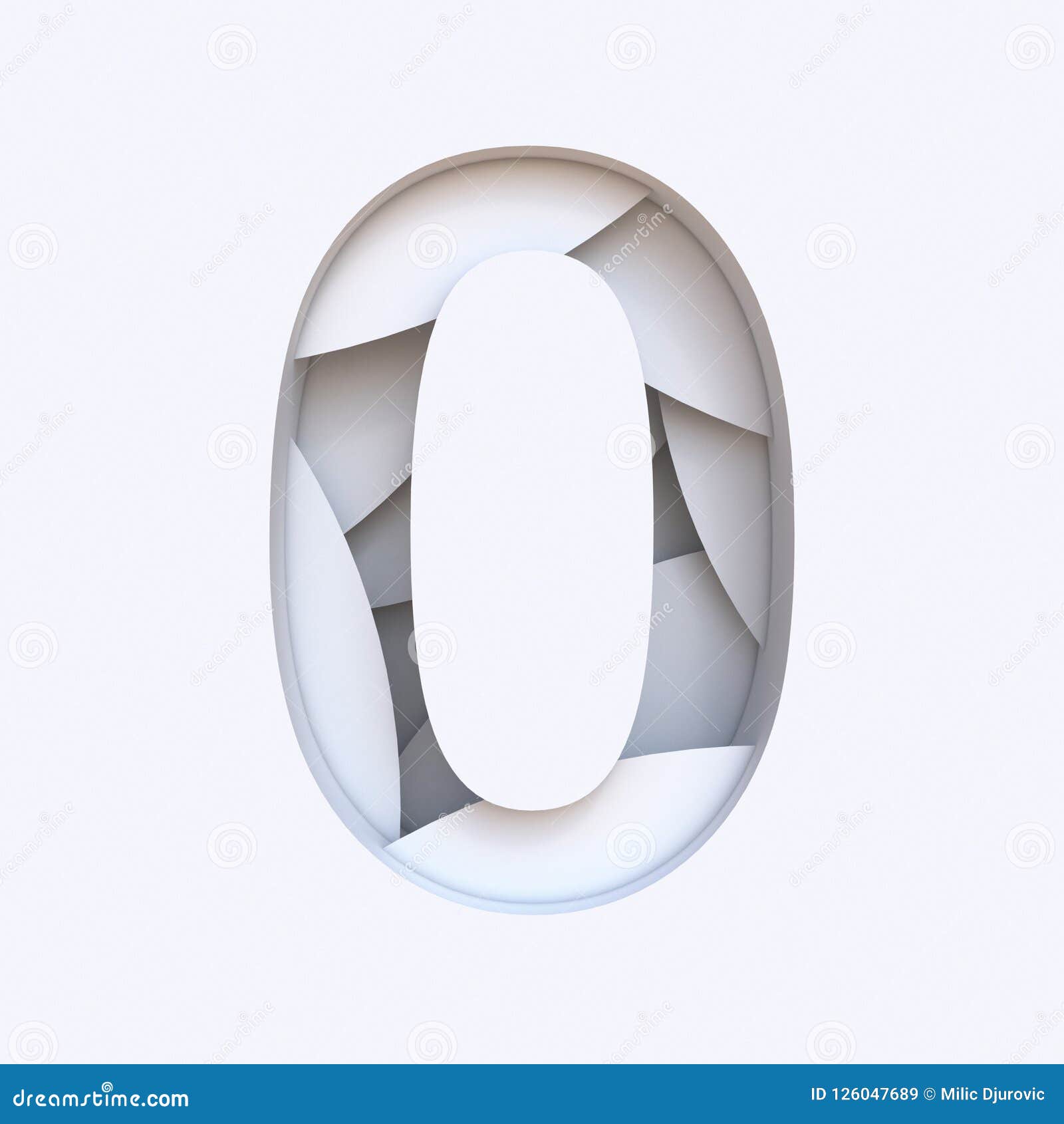 White Abstract Layers Font Number 0 ZERO 3D Stock Illustration ...