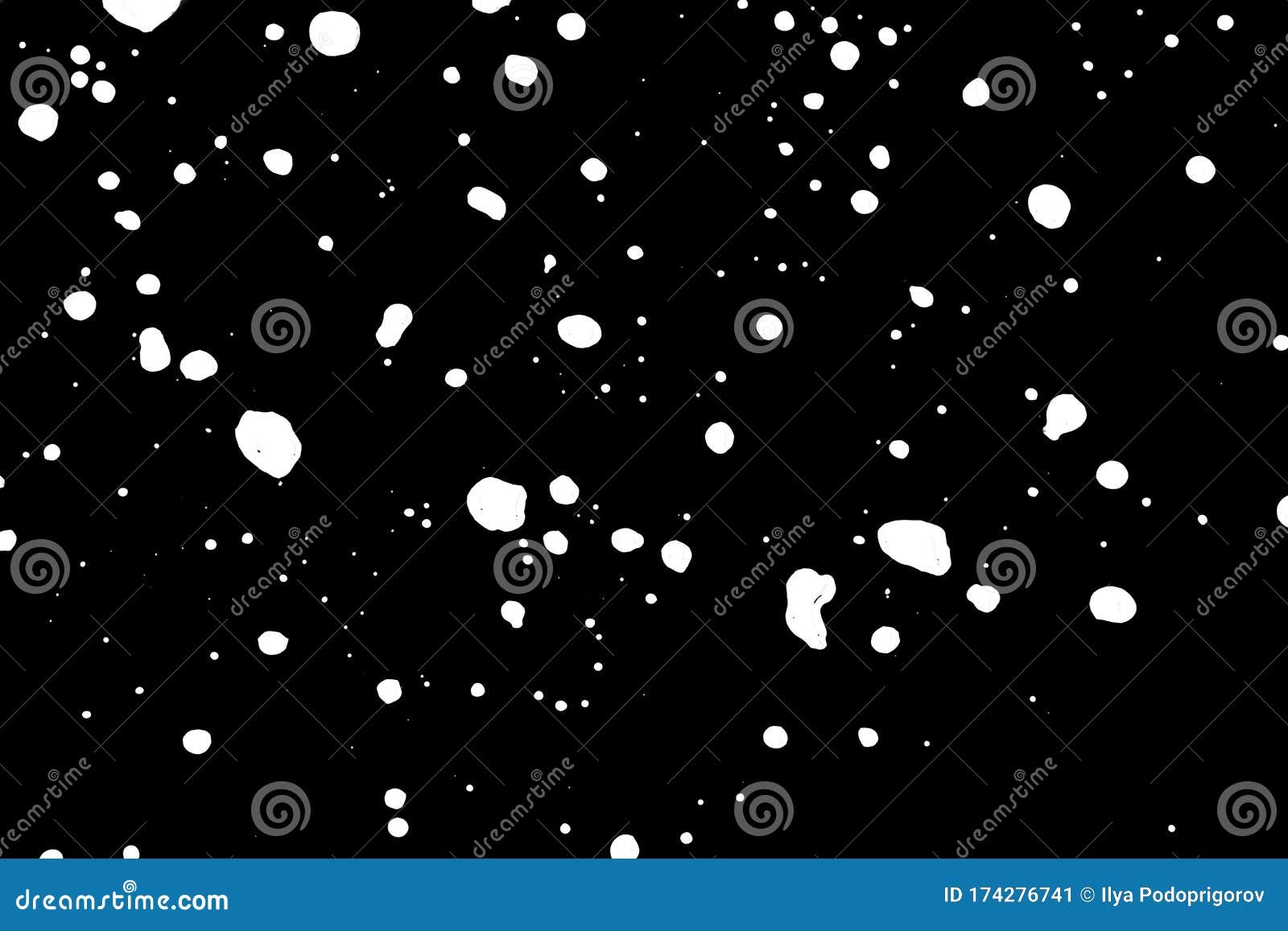 White Abstract Spots on a Black Background, Texture, Illustration Stock ...