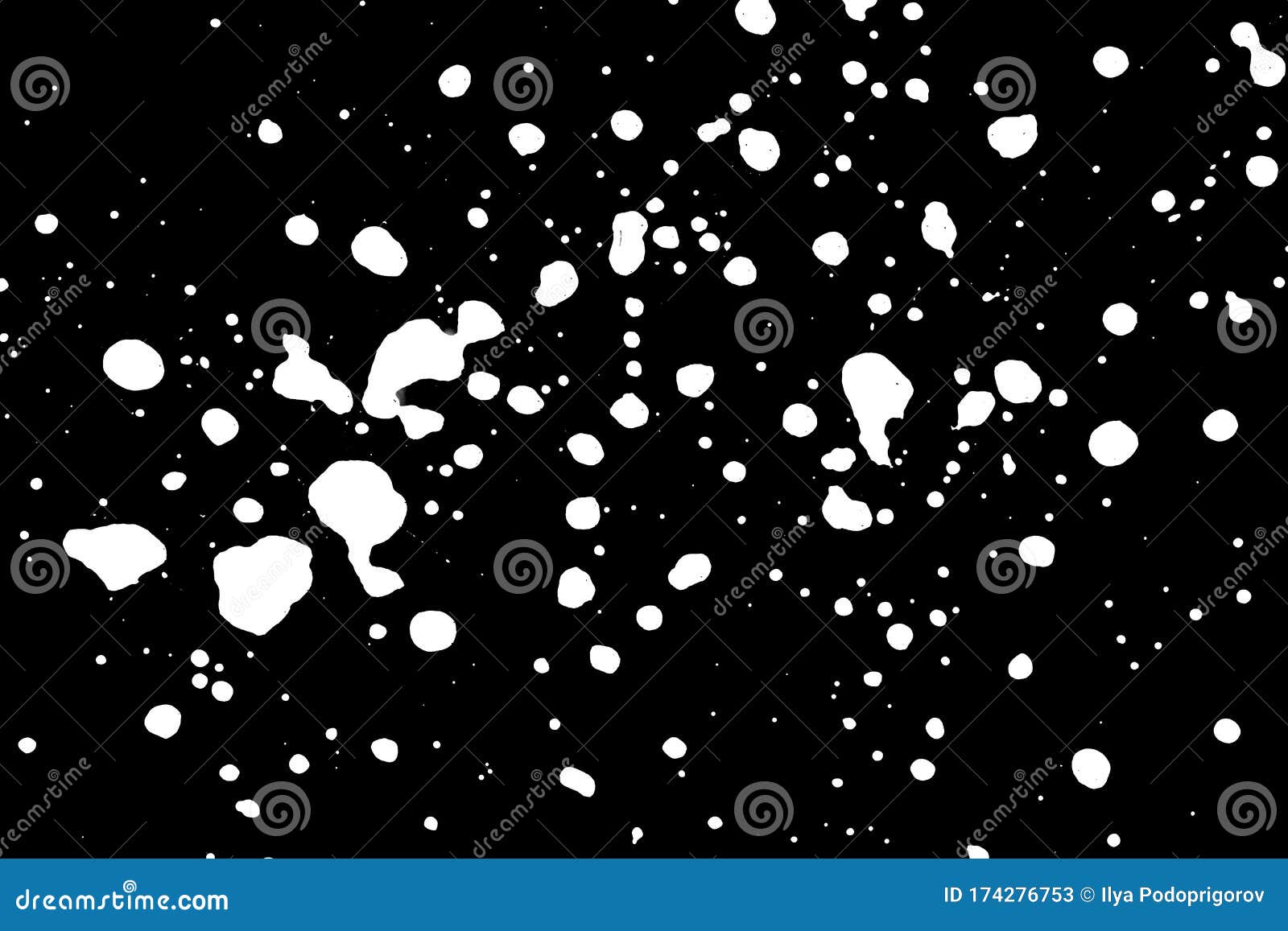 White Abstract Spots on a Black Background, Texture, Illustration Stock ...
