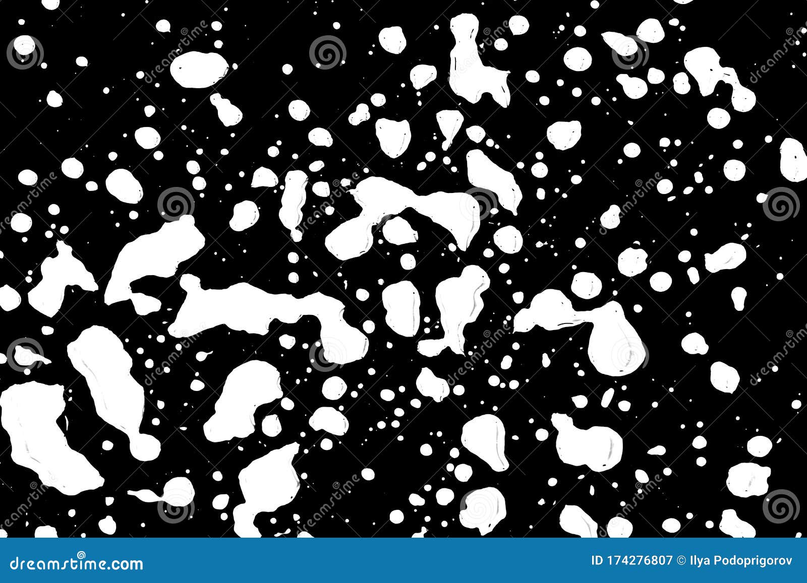 White Abstract Spots on a Black Background, Texture, Illustration Stock ...