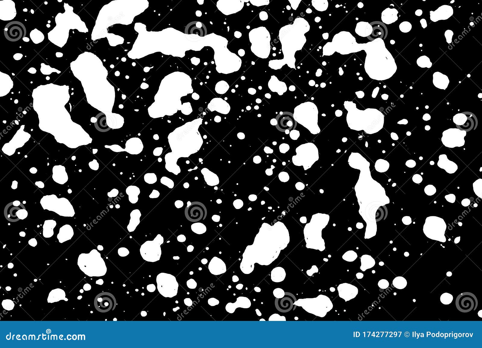 White Abstract Spots on a Black Background, Texture, Illustration Stock ...