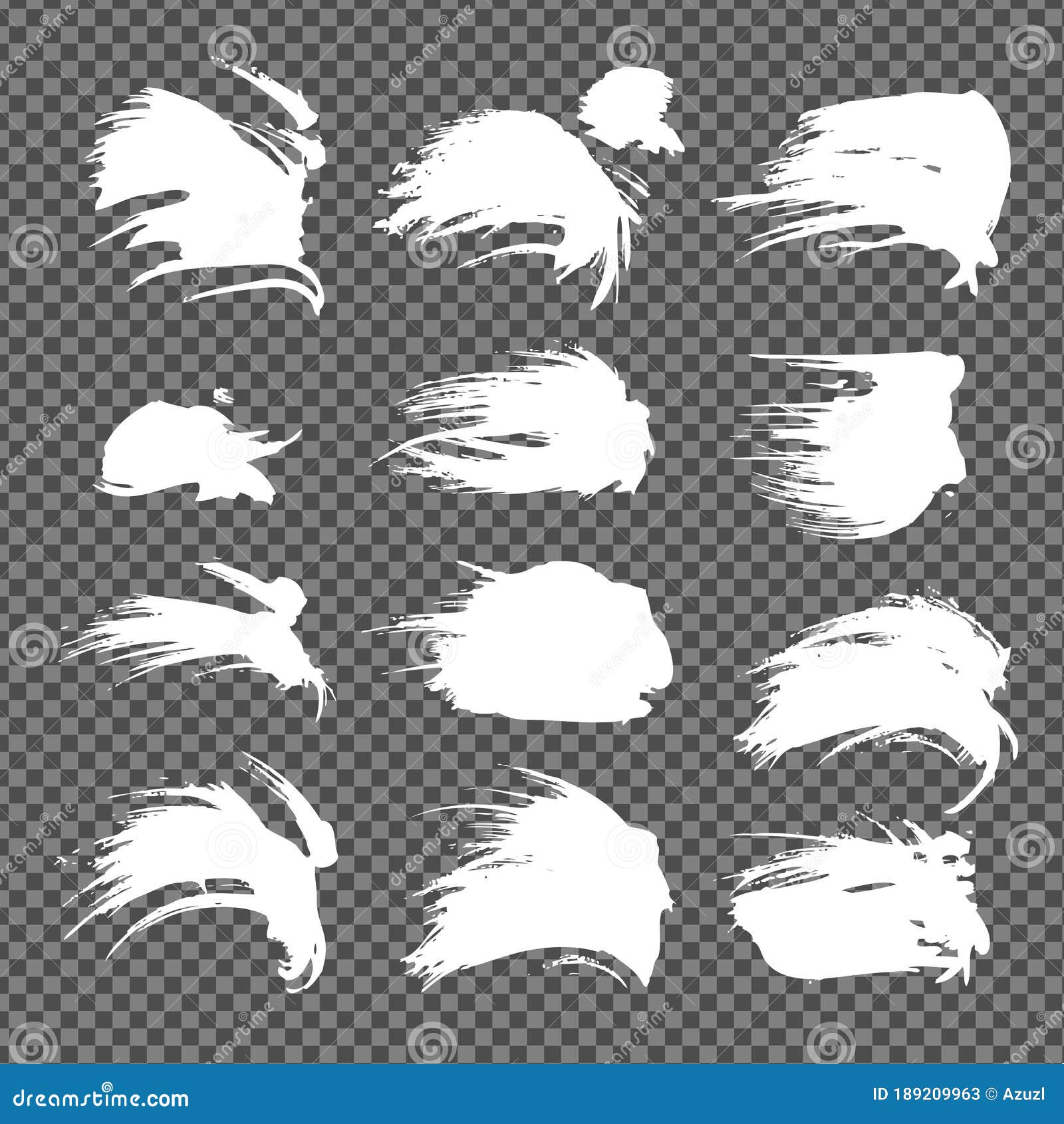 White Abstract Textured Smears Set Isolated on Imitation Transparent ...