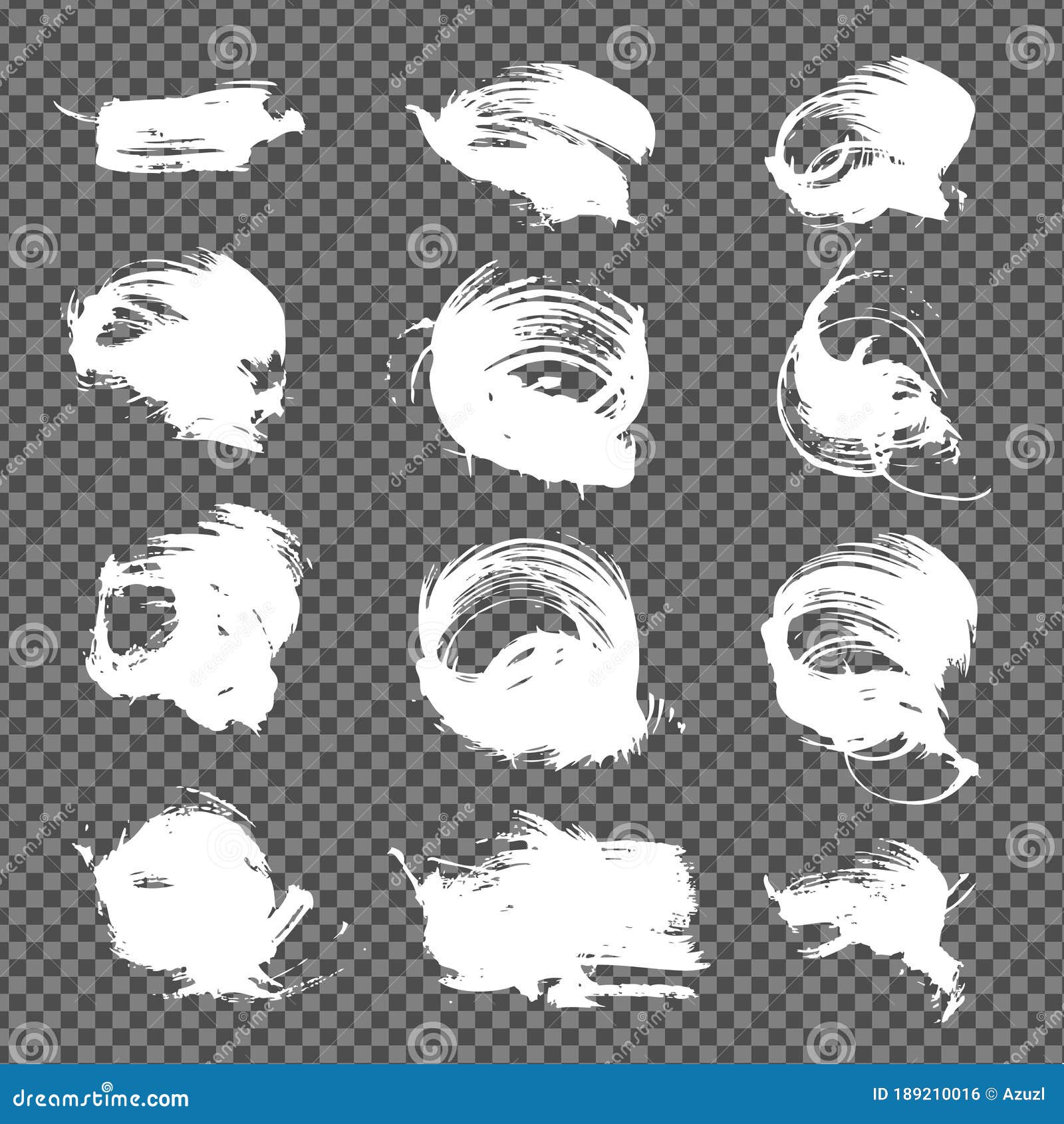 White Abstract Textured Smears Set Isolated on Imitation Transparent ...
