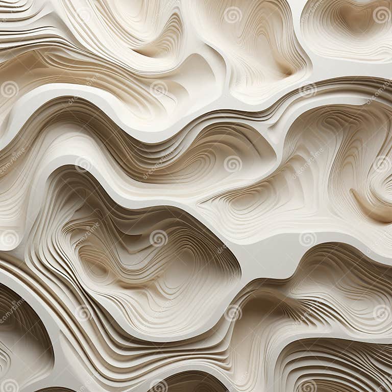 White Abstract Topographic Map with Smooth Lines Creating a Wavy ...