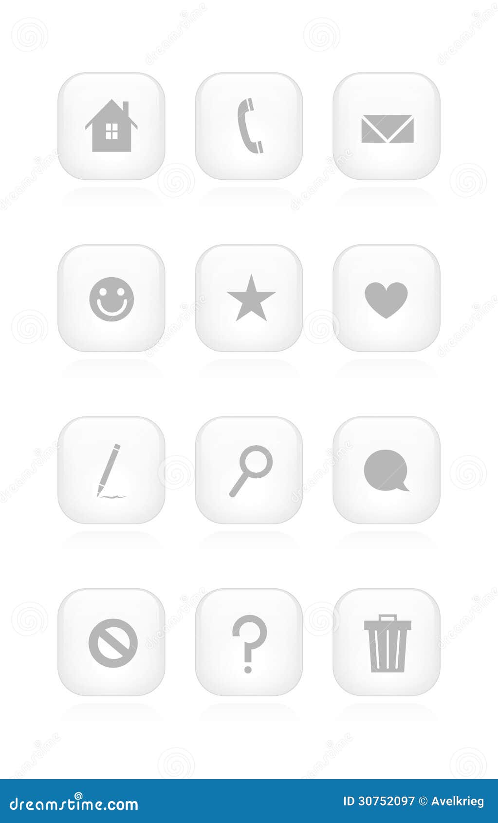 White Action Buttons stock vector. Illustration of phone - 30752097