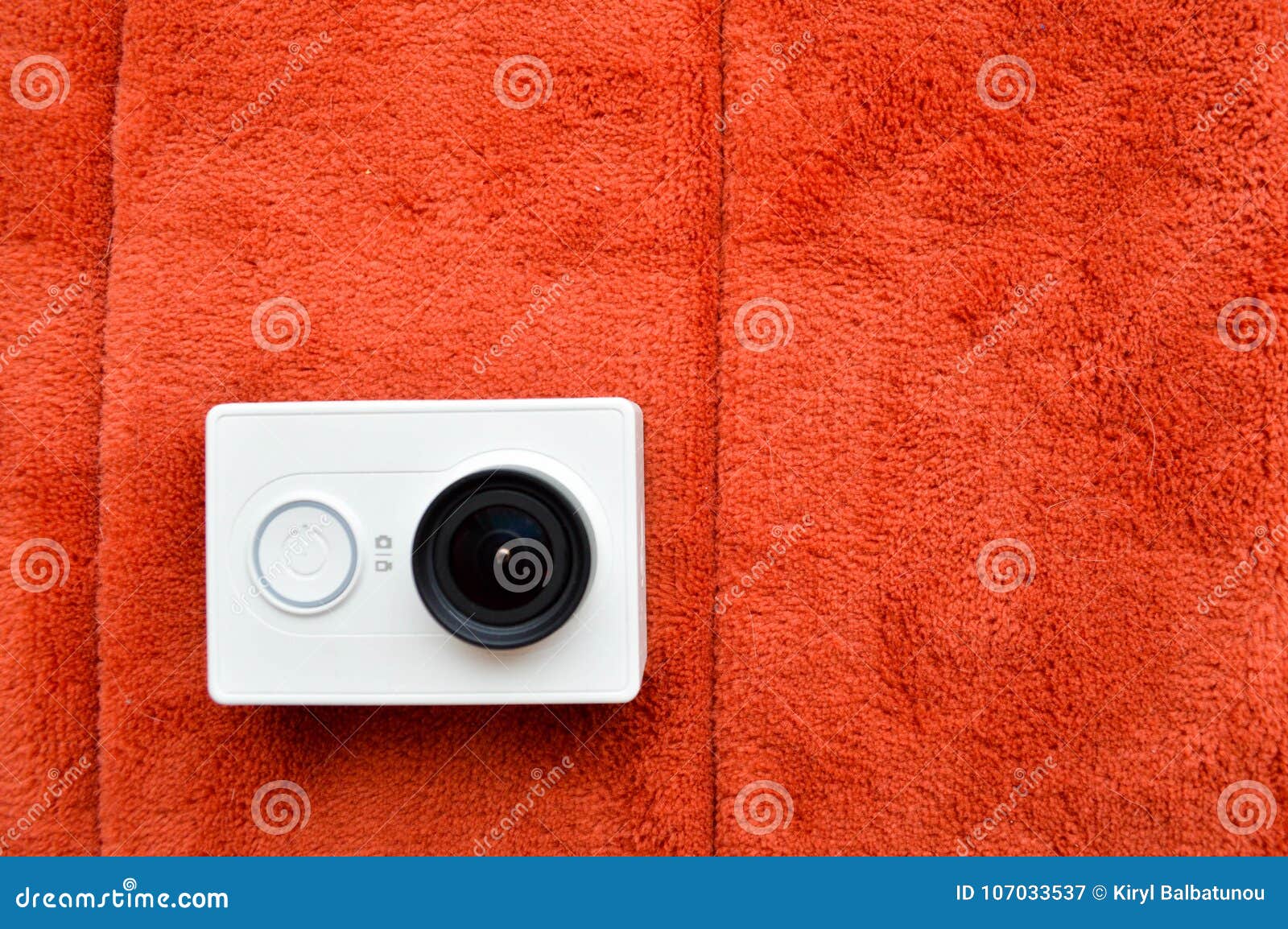 White Action Camera with a Large Lens Stock Image - Image of isolated ...