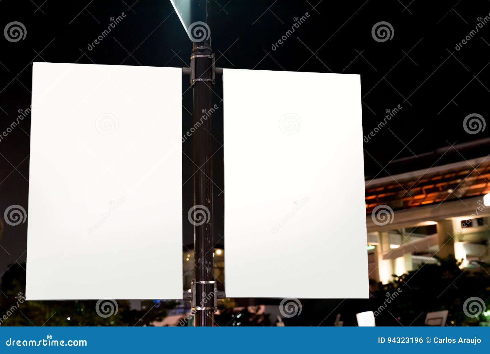 White Ad Space Advertisement Sign in a Mall Stock Photo - Image of ...