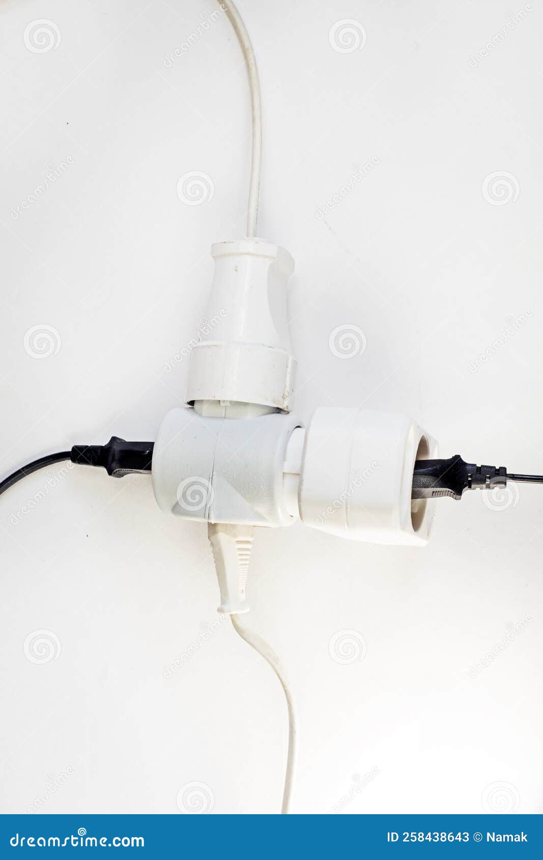 White Adapter with Included Wires on a Light Background Stock Image ...