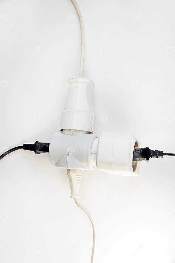 White Adapter with Included Wires on a Light Background Stock Image ...