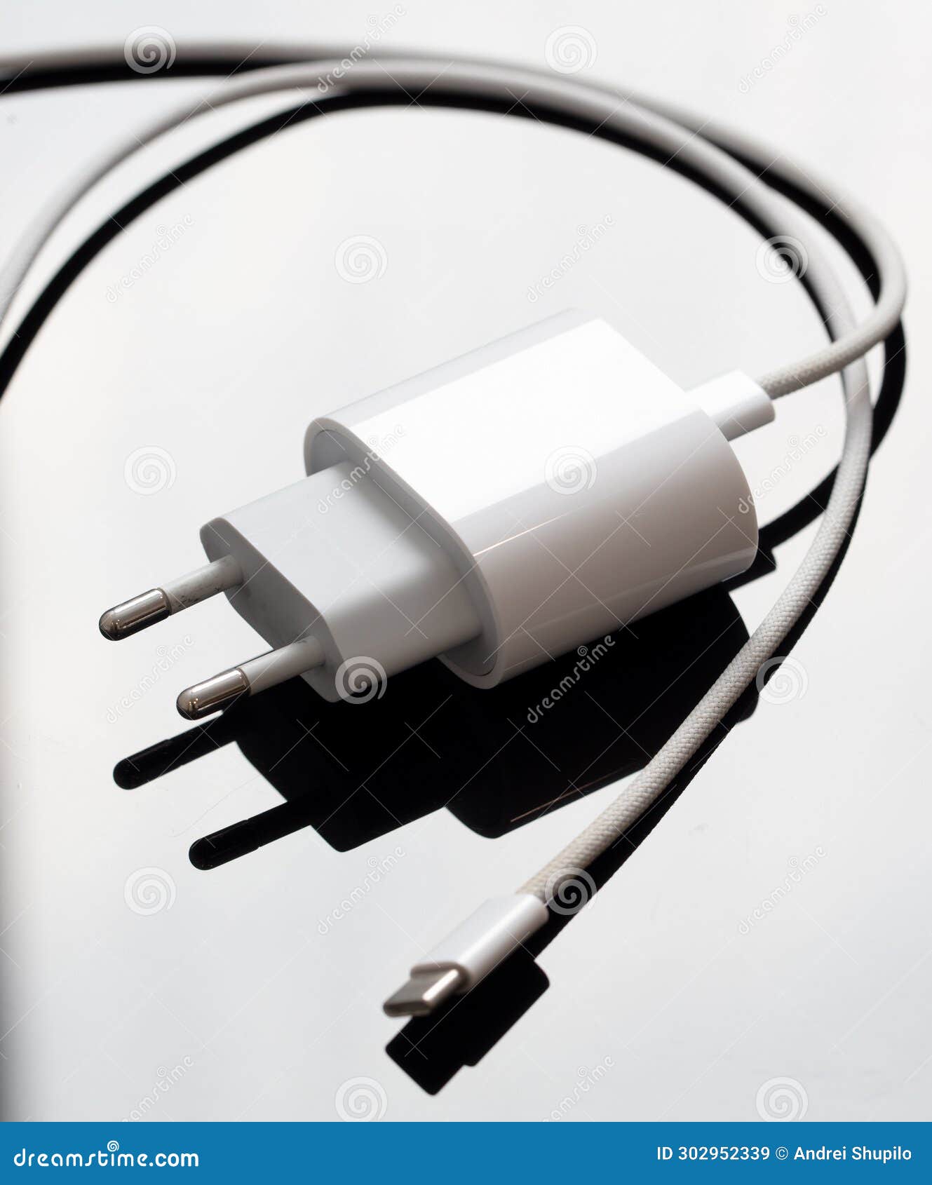 White Adapter with Reflection on Black Stock Image - Image of connect ...
