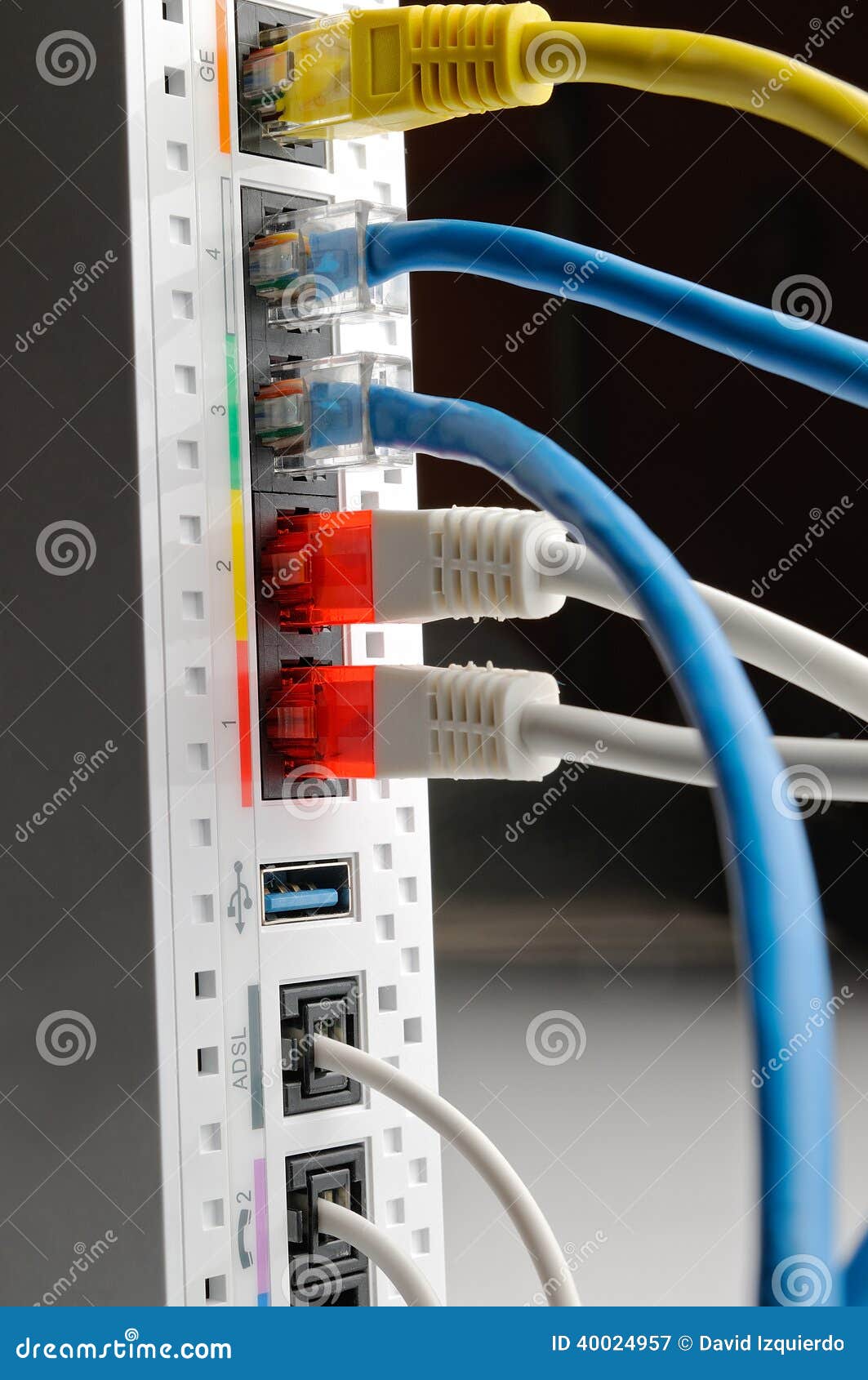 White Adsl Router Connections Stock Image - Image of closeup, modem ...