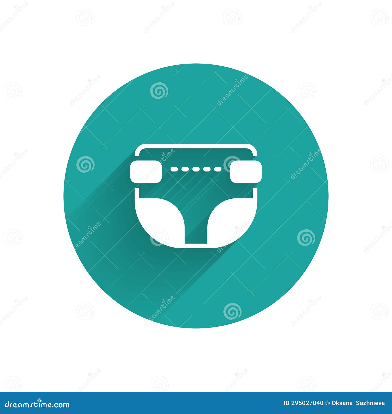 White Adult Diaper Icon Isolated with Long Shadow. Green Circle Button ...