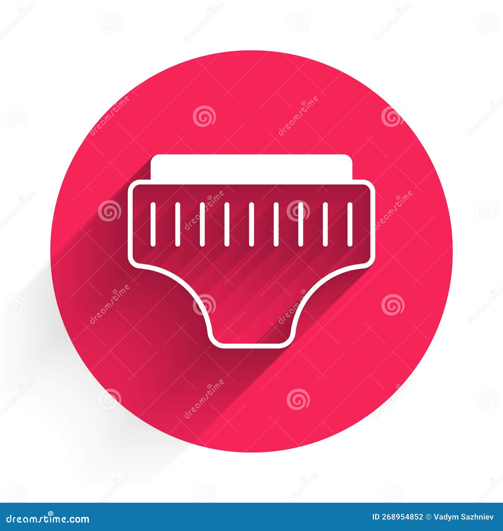 White Adult Diaper Icon Isolated with Long Shadow. Red Circle Button ...