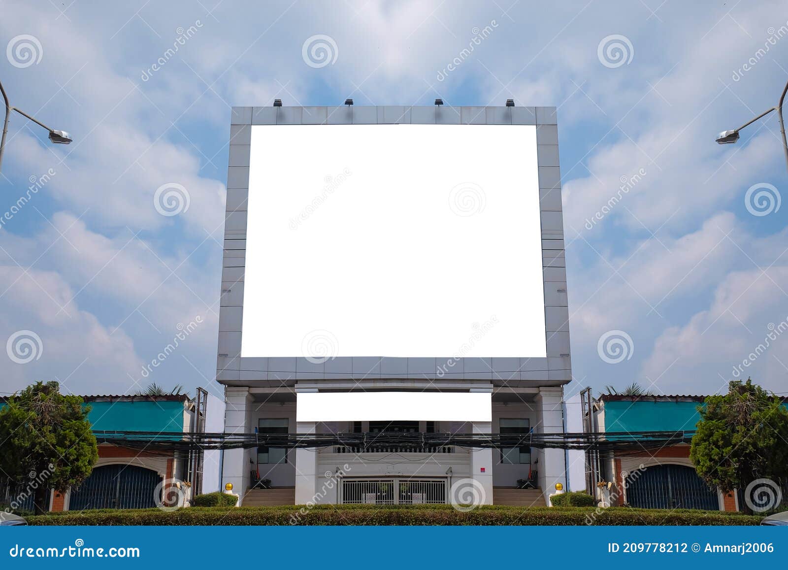 White Advertising Board on Building. Stock Photo - Image of information ...