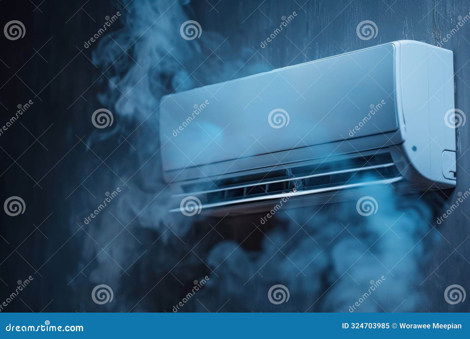 A White Air Conditioner is Blowing Out Smoke Stock Image - Image of ...
