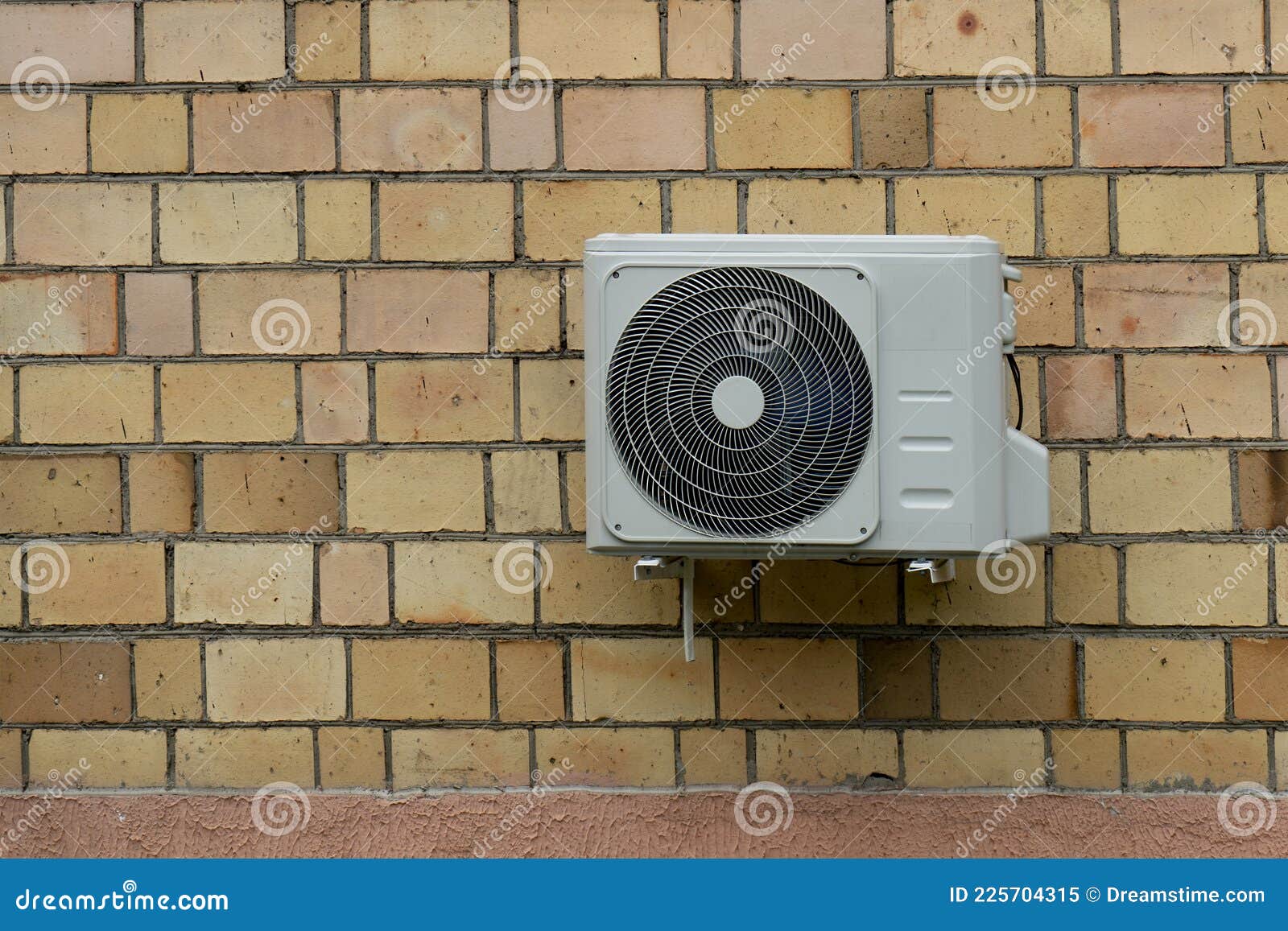 White Air Conditioner Cooler on a Brick Wall. Stock Image - Image of ...