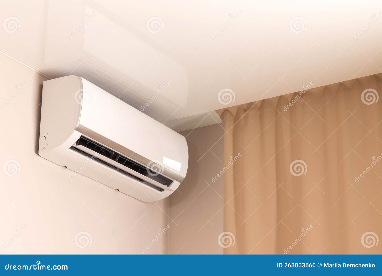 White Air Conditioner in Modern Room Stock Photo - Image of conditioner ...