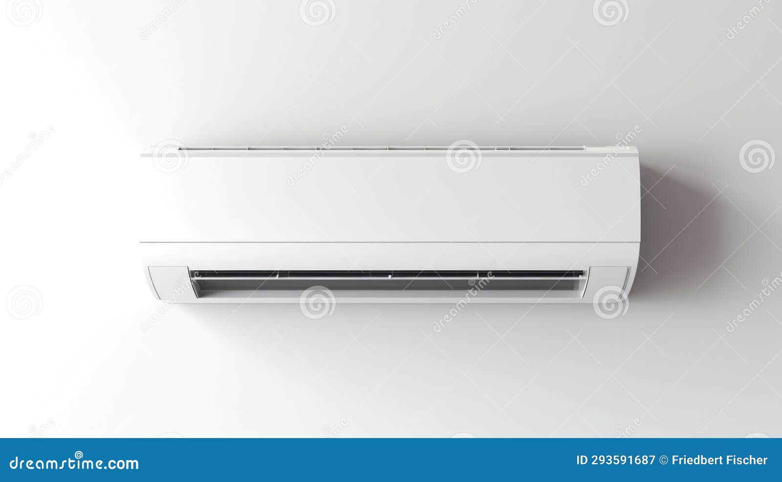 A White Air Conditioner Sitting on Top of a Wall Stock Image - Image of ...