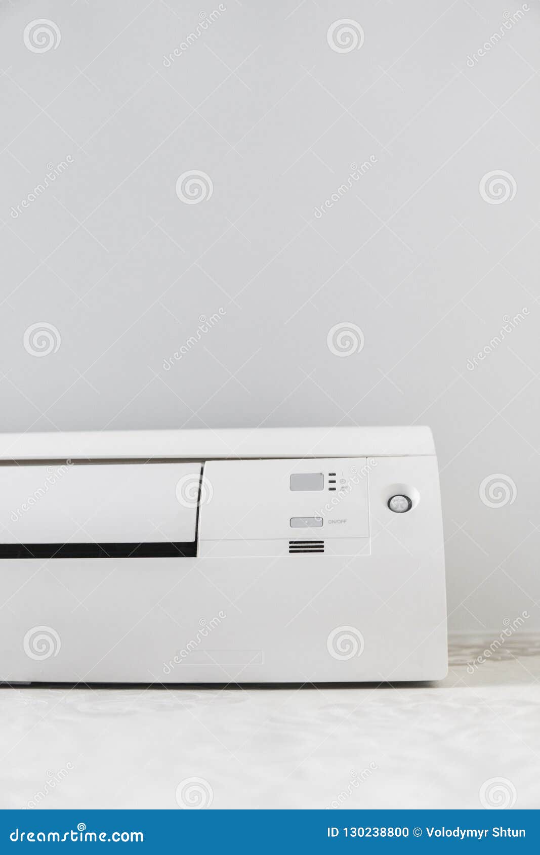 White Air Conditioner System on White Wall in a Room. Stock Photo ...