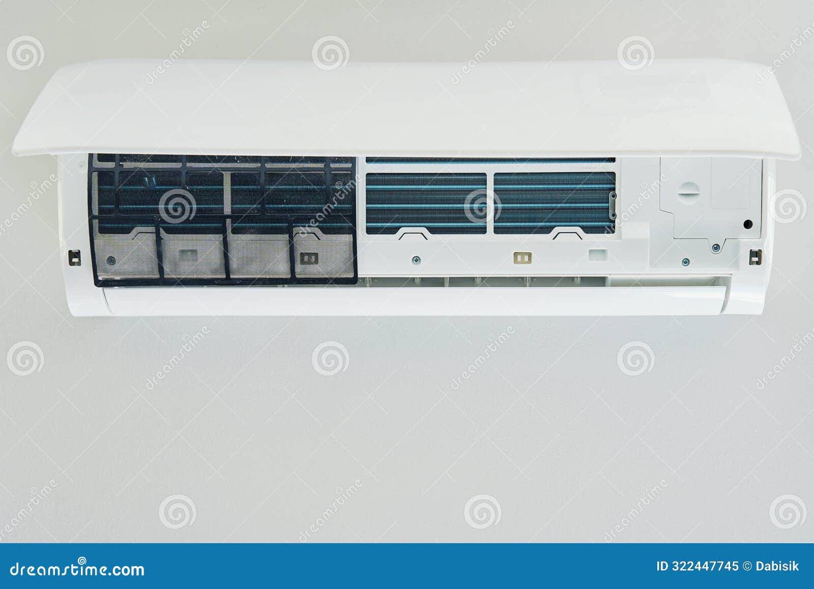 Air Conditioner Unit with Opened Front Cover Ready for Maintenance ...