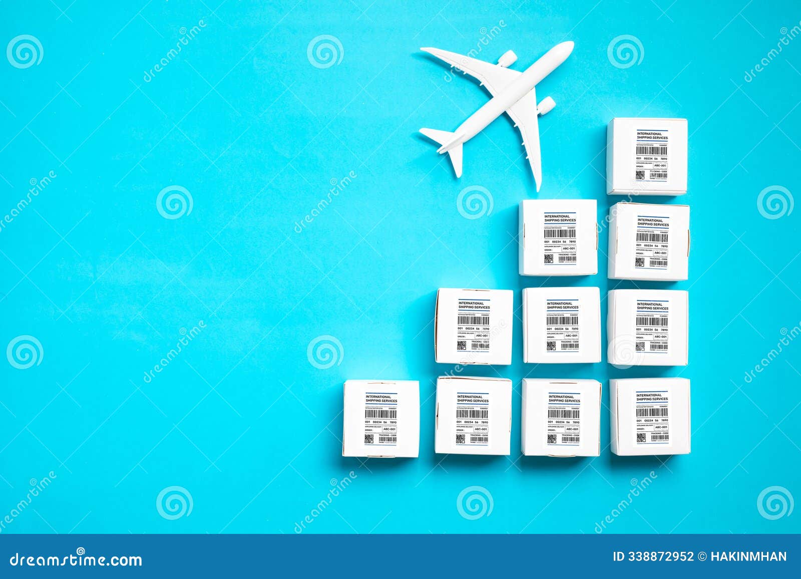 White Airplane Model Emitting Fresh Green Leaves On Blue Background ...