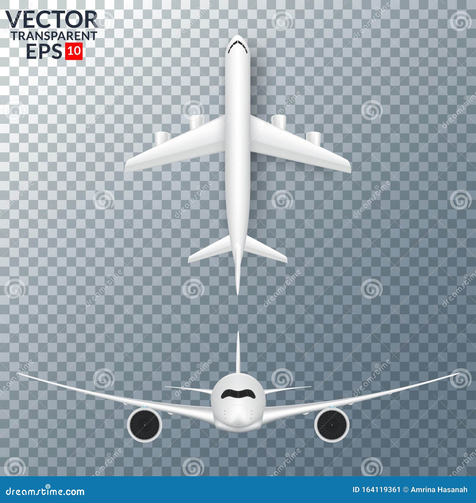 White Airplane with Shadow Icon Set on Checkered Background in Profile ...