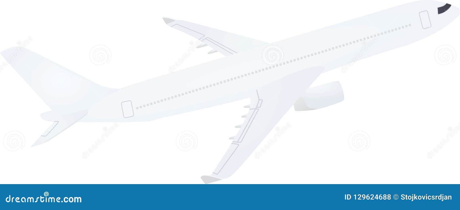 Airplane Side View. Cartoon Passenger Jet Icon Vector Illustration ...