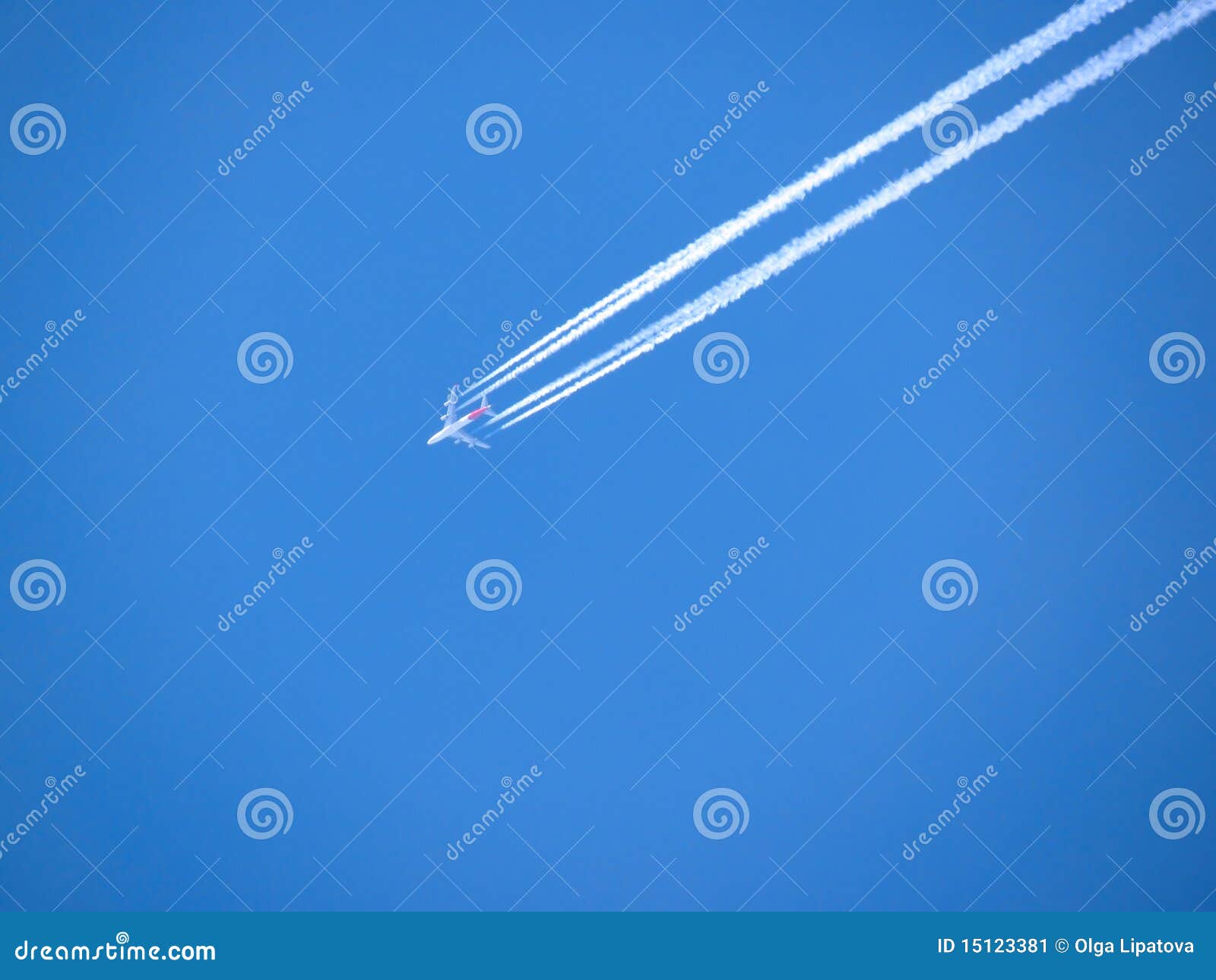 White Airplane Trace on Blue Sky Stock Image - Image of journey ...